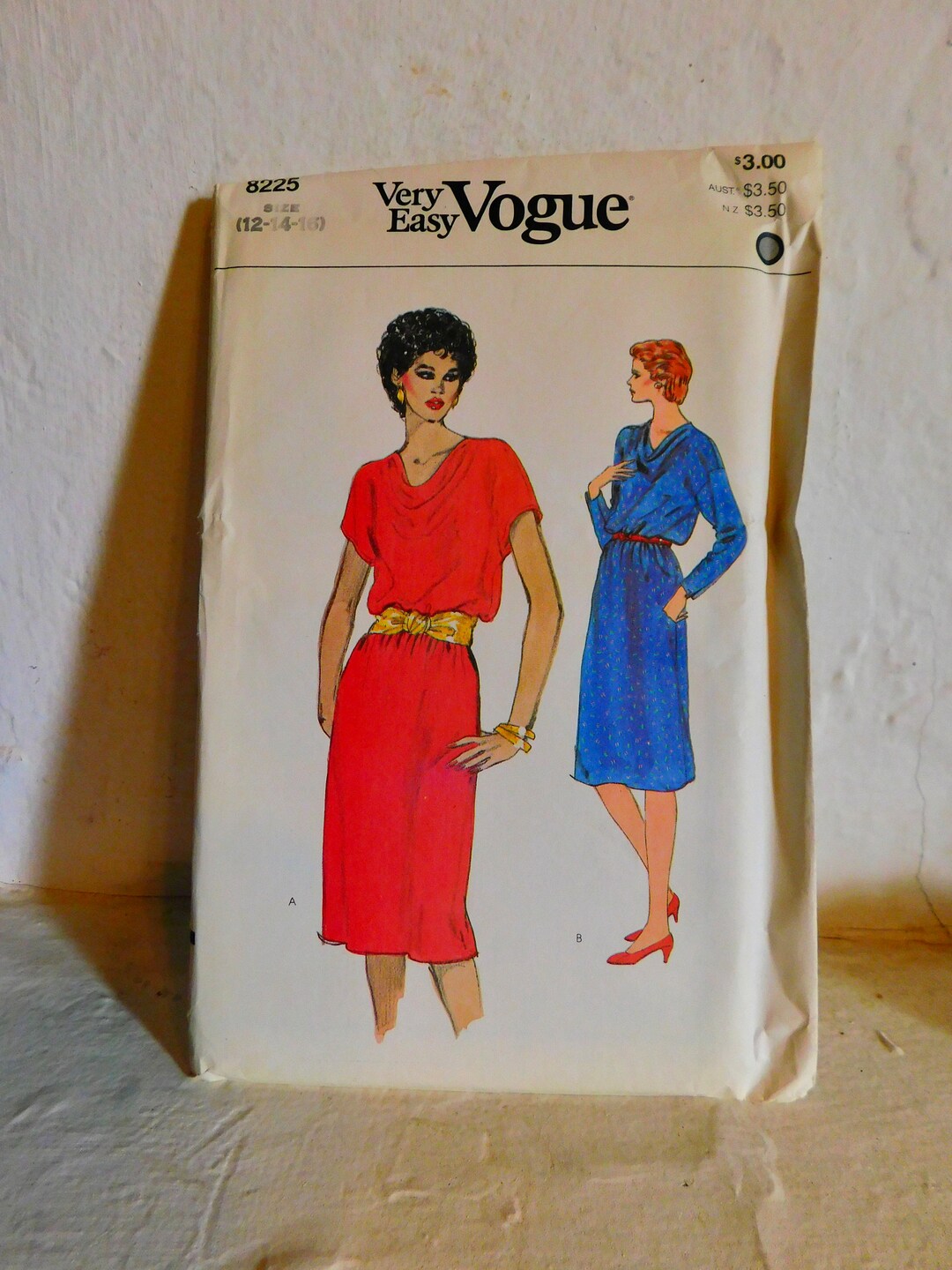 Vogue 8225 1980's Cowl Neck Dress Pattern Very Easy Vogue Blouson Dress ...
