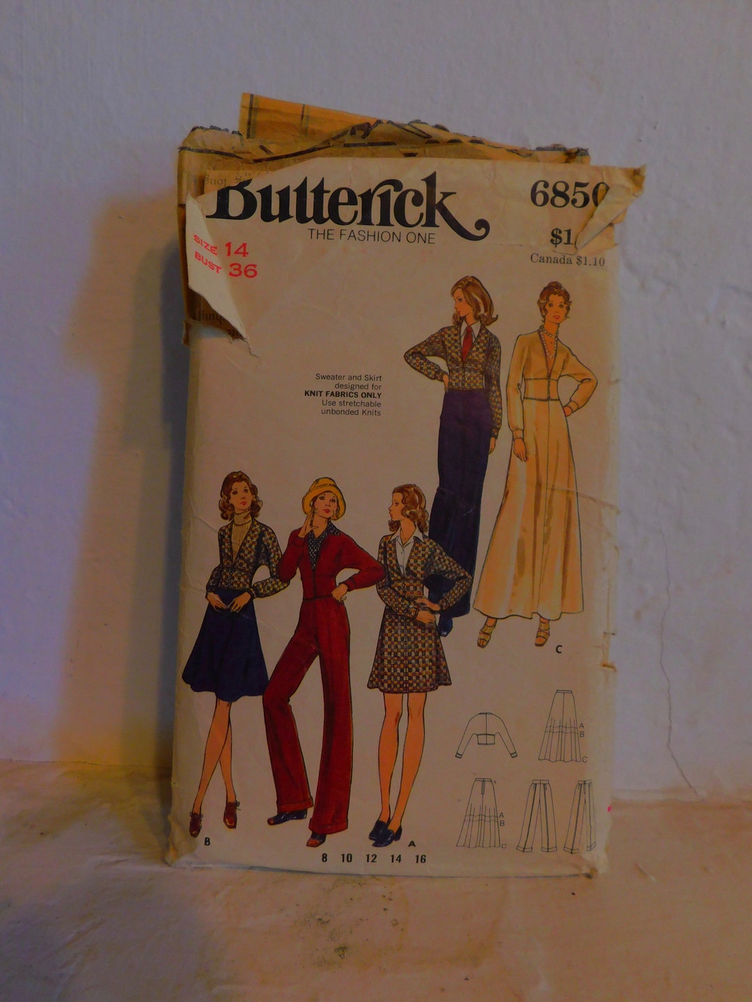 Butterick 6850 1970's Fit & Flare Maxi Skirt Pattern Empire Waist Top ...