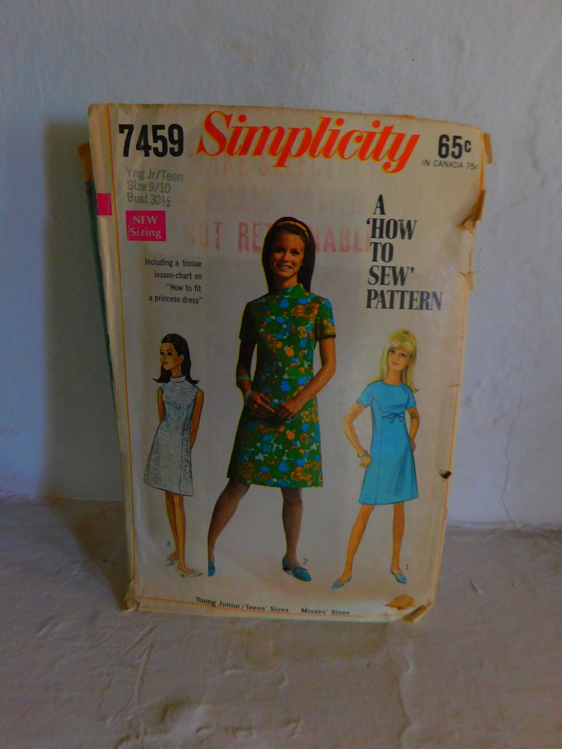 Simplicity 7459 1960's A-line Sheath Dress Pattern Princess Seam Dress ...