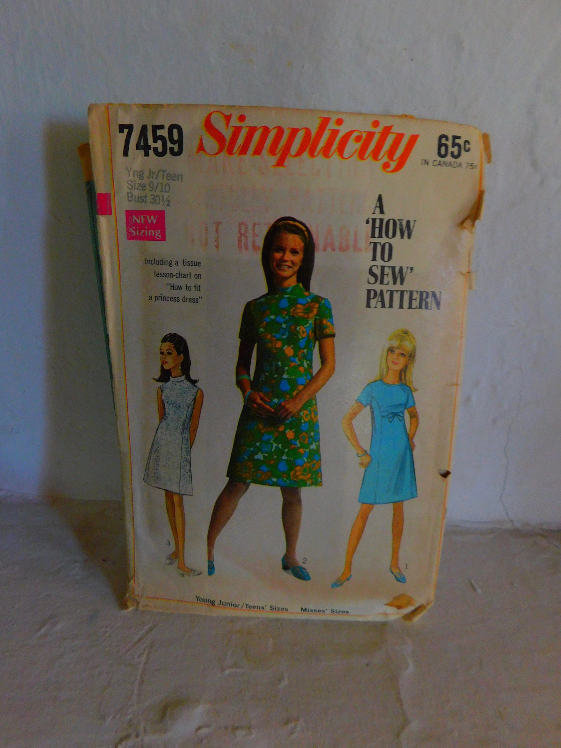 Simplicity 7459 1960's A-line Sheath Dress Pattern Princess Seam Dress ...