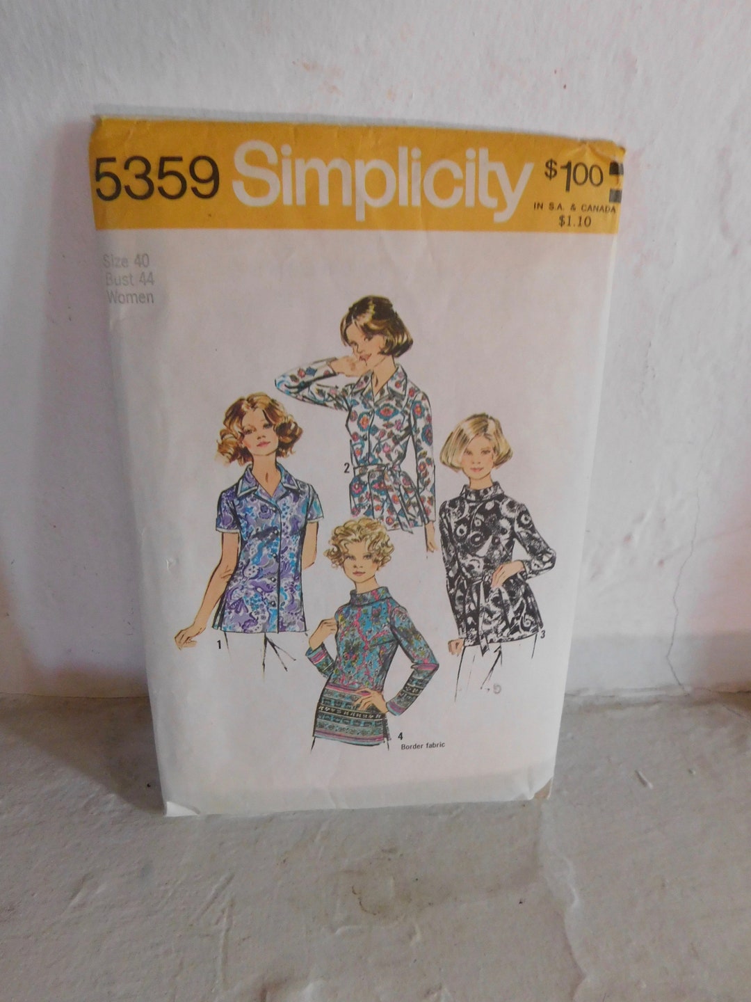 Simplicity 5359 1970's Mod Top Pattern Mod Tunic Pattern With Collar ...