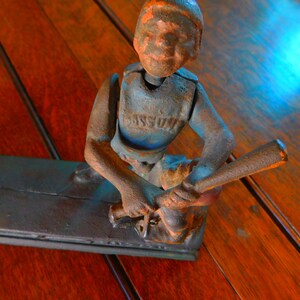 Vintage 1950's Baseball Bank - Cast Iron Mechanical Baseball Bank ...