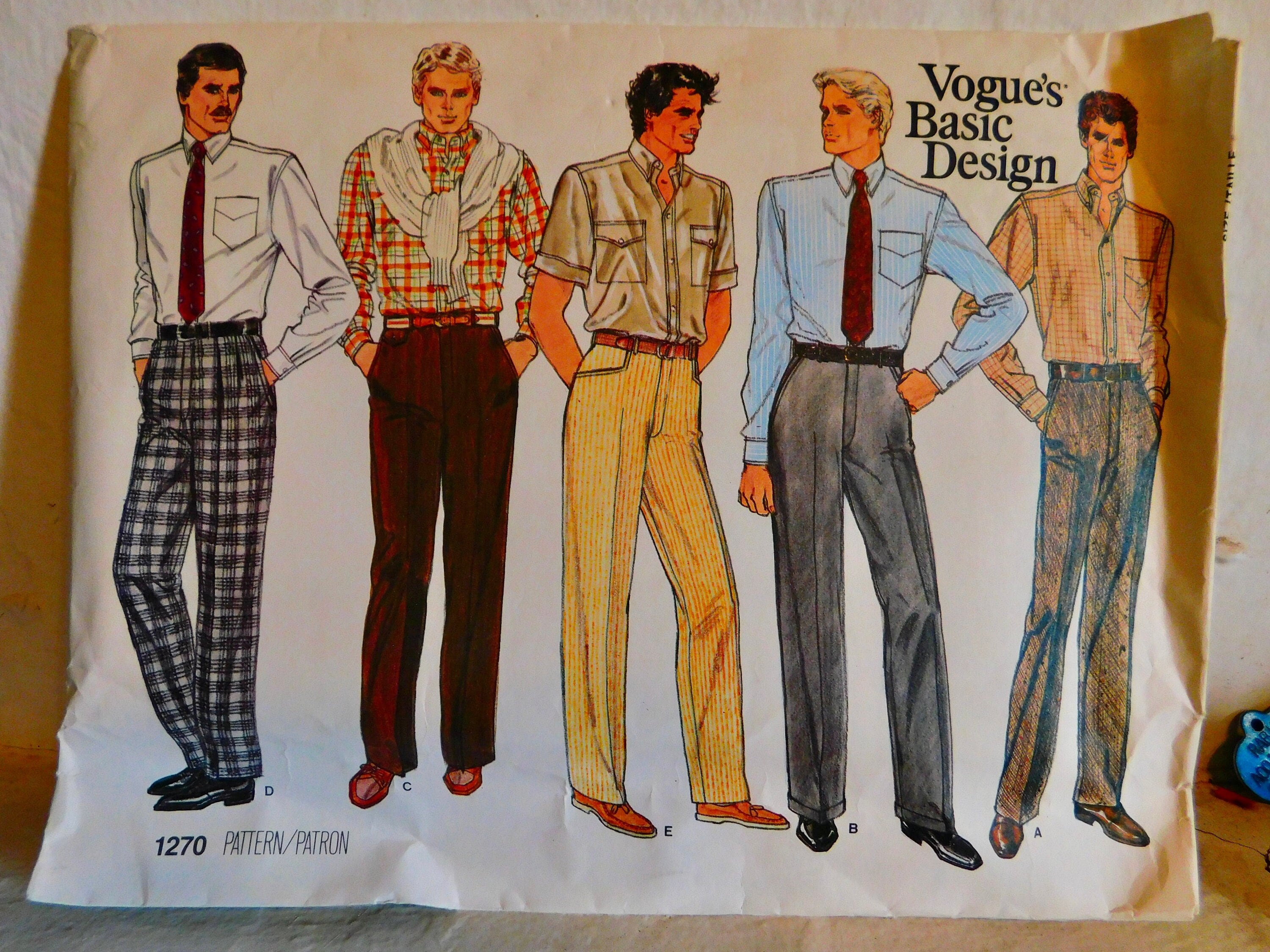 Vogue 1270 1980's Men's Pants Pattern Vogue's Basic Design Pattern 1980 ...