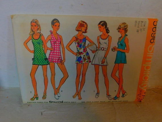 Simplicity 5696 1970's Swim Dress Pattern Mini Dress - Etsy
