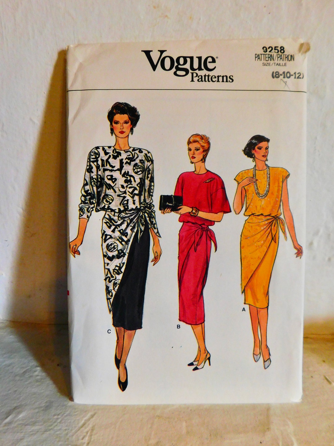 Vogue 9258 1980's Blouson Midi Dress Pattern - Over Skirt Two Piece ...