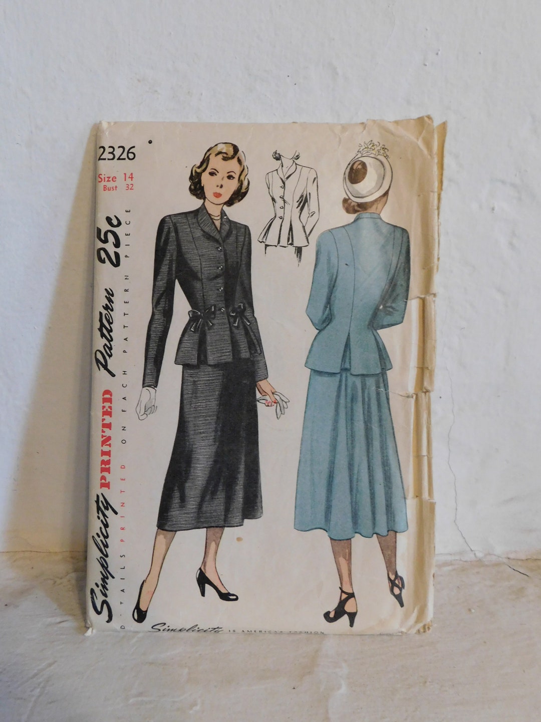 Simplicity 2326 1940's Women's Suit Dress Pattern - 1940's Flared ...