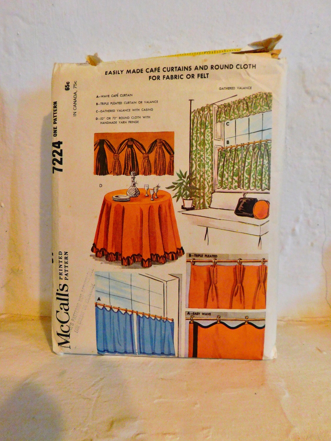 Mccall's 7224 1960's Decor Pattern - Cafe' Curtain Pattern - Round ...