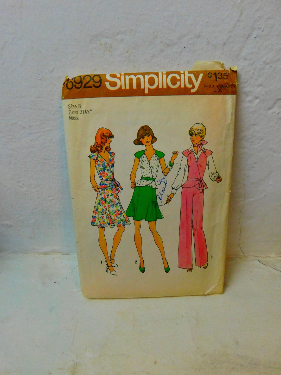 Simplicity 6929 1970's Fit Flare Skirt Pattern - 1970's Front Wrap Top ...