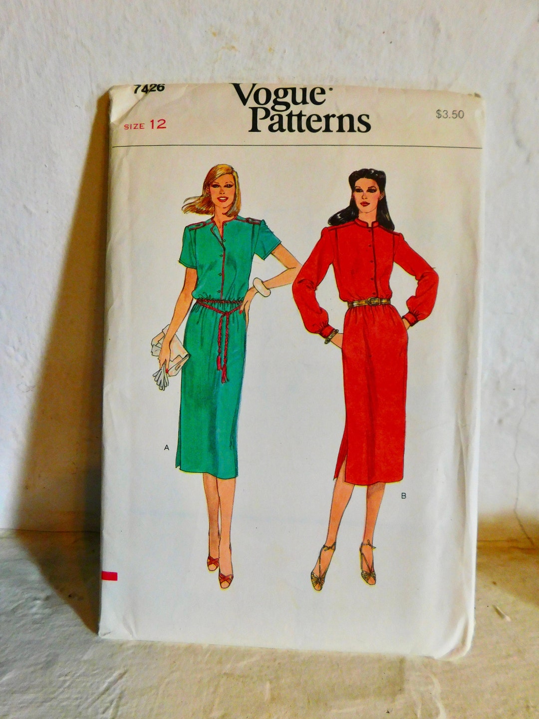Vogue 7426 1970's Blouson Dress Pattern - Mandarin Collar Dress Pattern ...