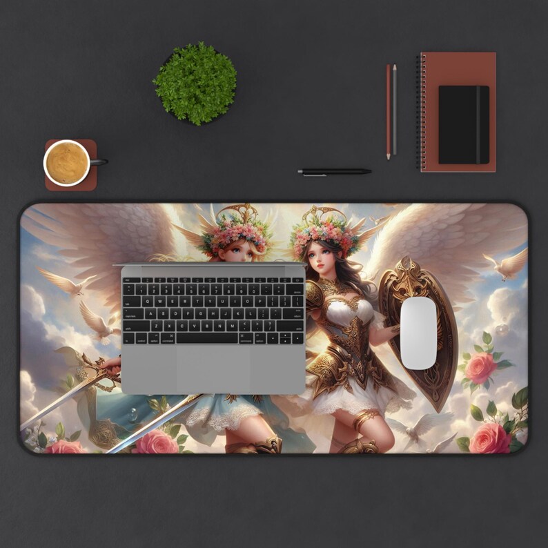 Warrior Angels Desk Mat - Renaissance Battle Art Desk Pad, Large Mouse ...