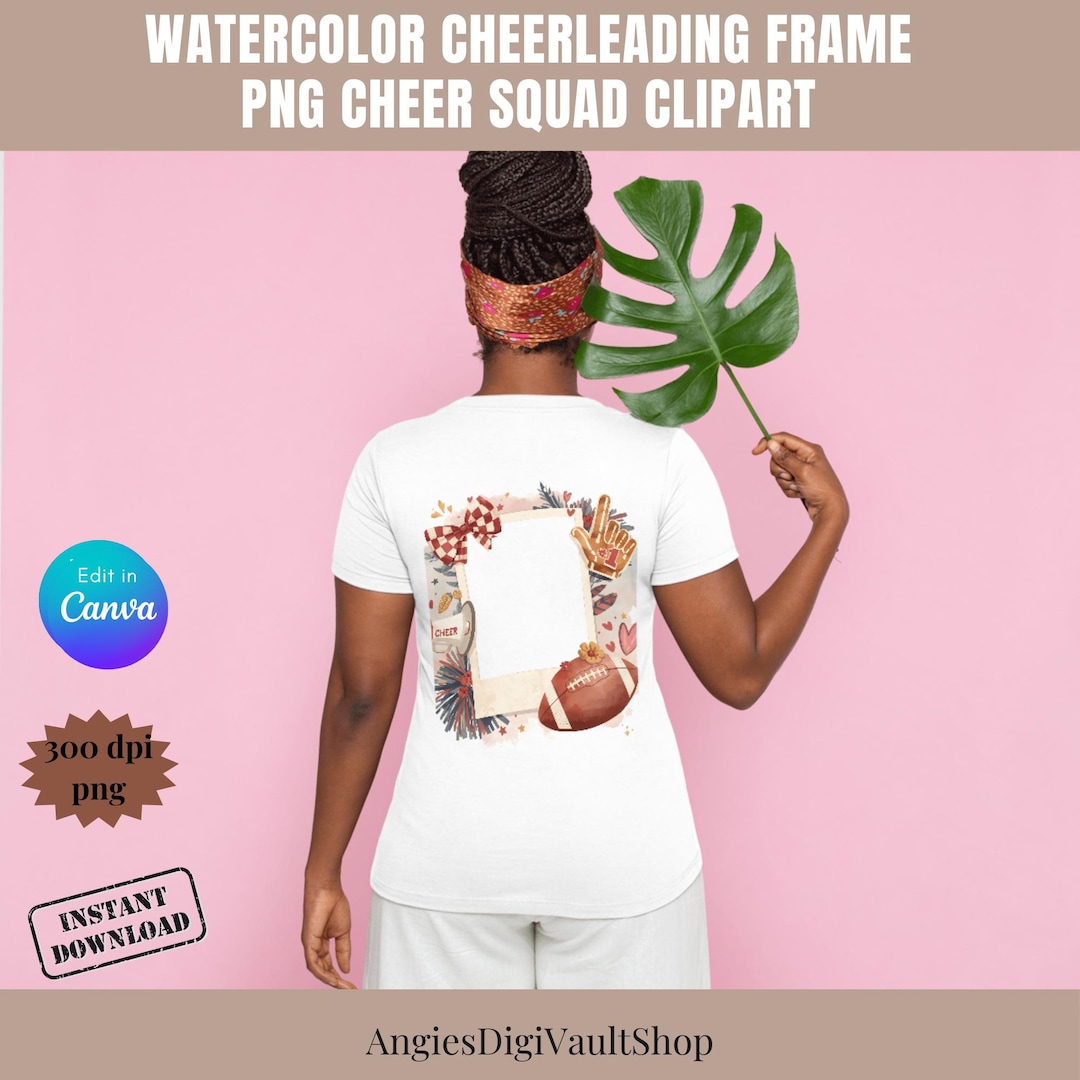 Watercolor Cheerleading Frame PNG Cheer Squad Clipart Polaroid-style ...