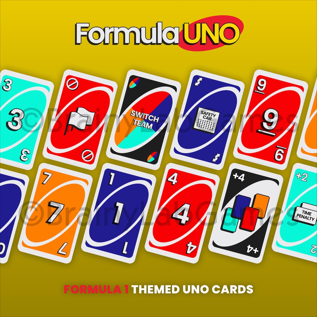 Formula 1 Uno-style Cards Printable Kit – Racing-themed Custom UNO Deck ...