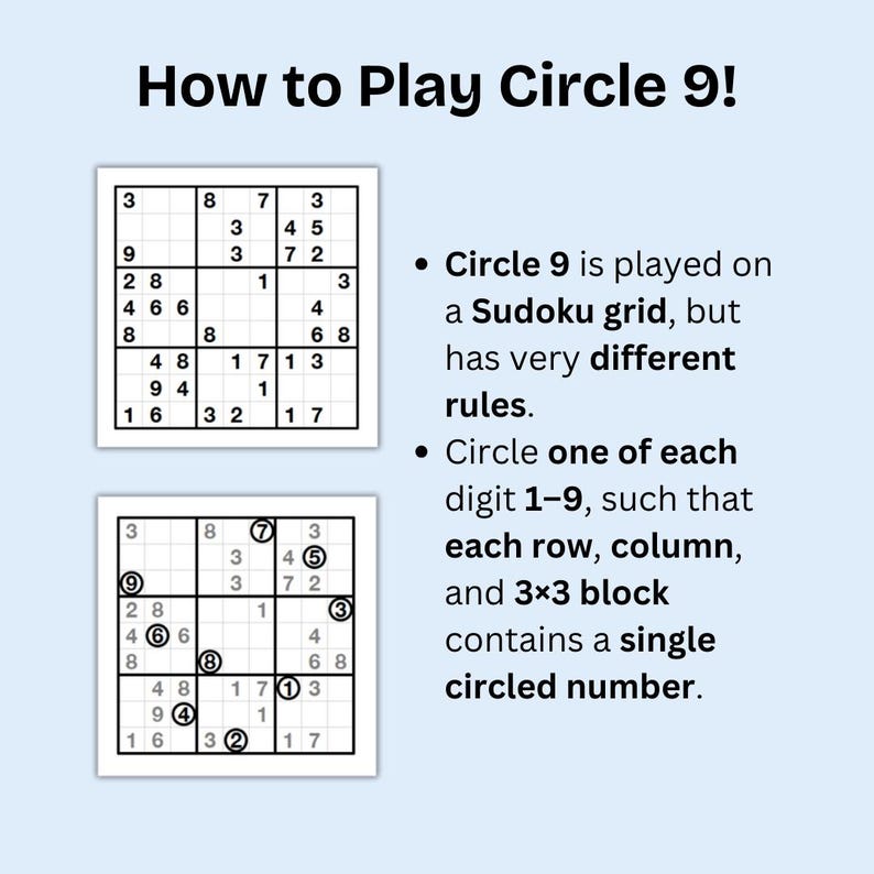 192 Circle 9 Logic Puzzles, Sudoku Variant Game – Printable Puzzle Book ...