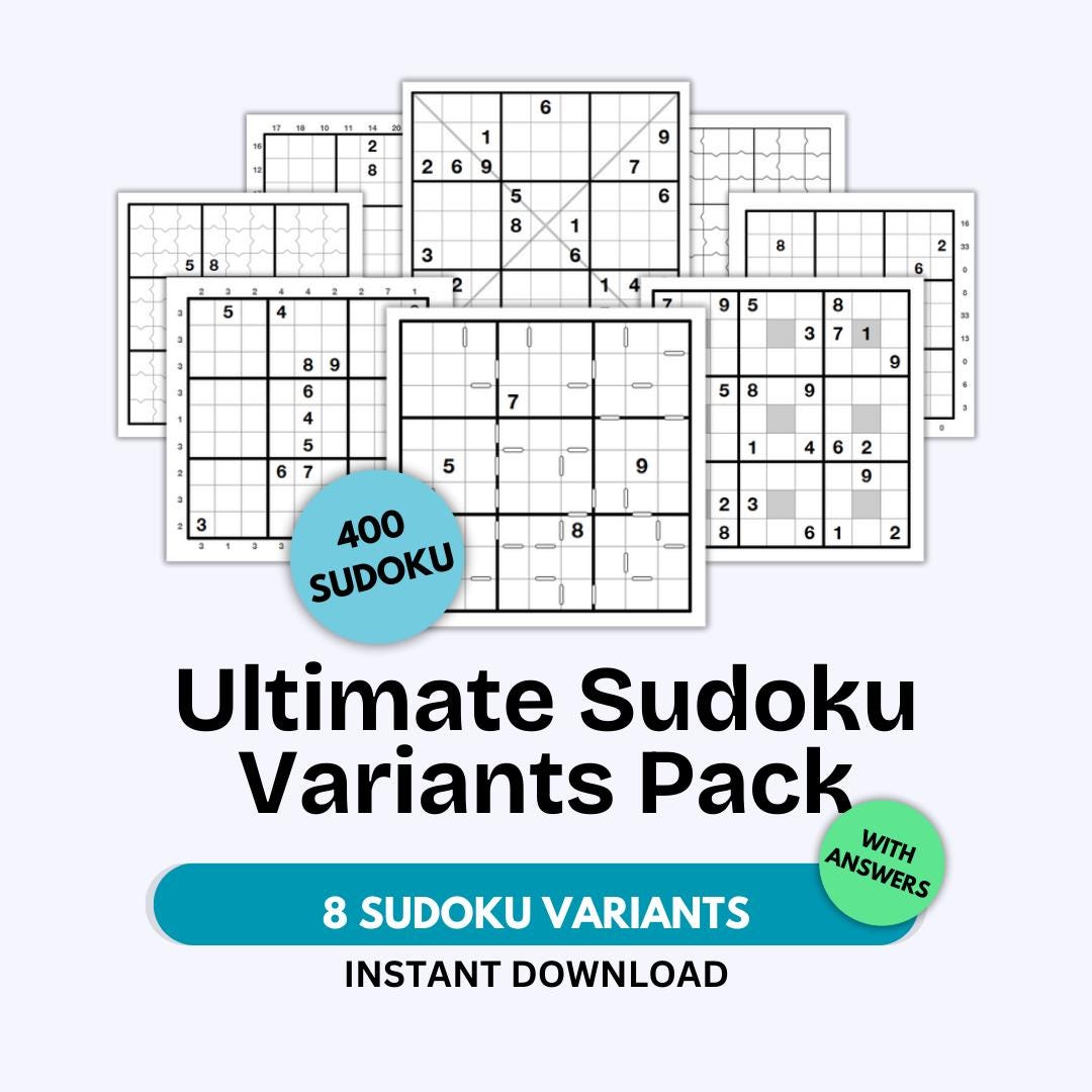 Ultimate Sudoku Variants Pack – 384 Unique Puzzles | 8 Challenging ...