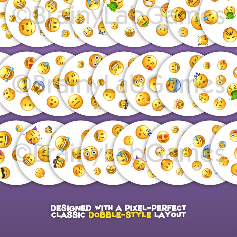Printable Emoji Dobble / Spot It Card Game – Fun Family Matching ...