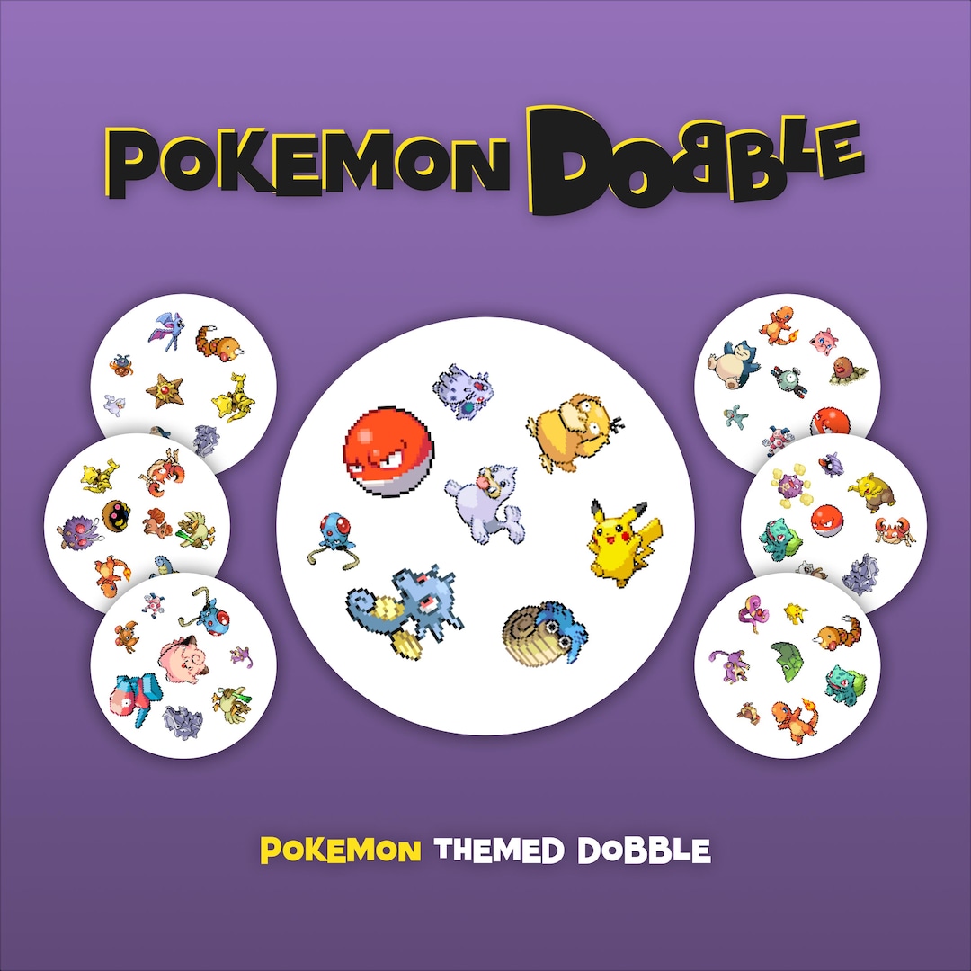 Pokemon-style Dobble / Spot It • Printable Matching Card Game • Pokemon ...