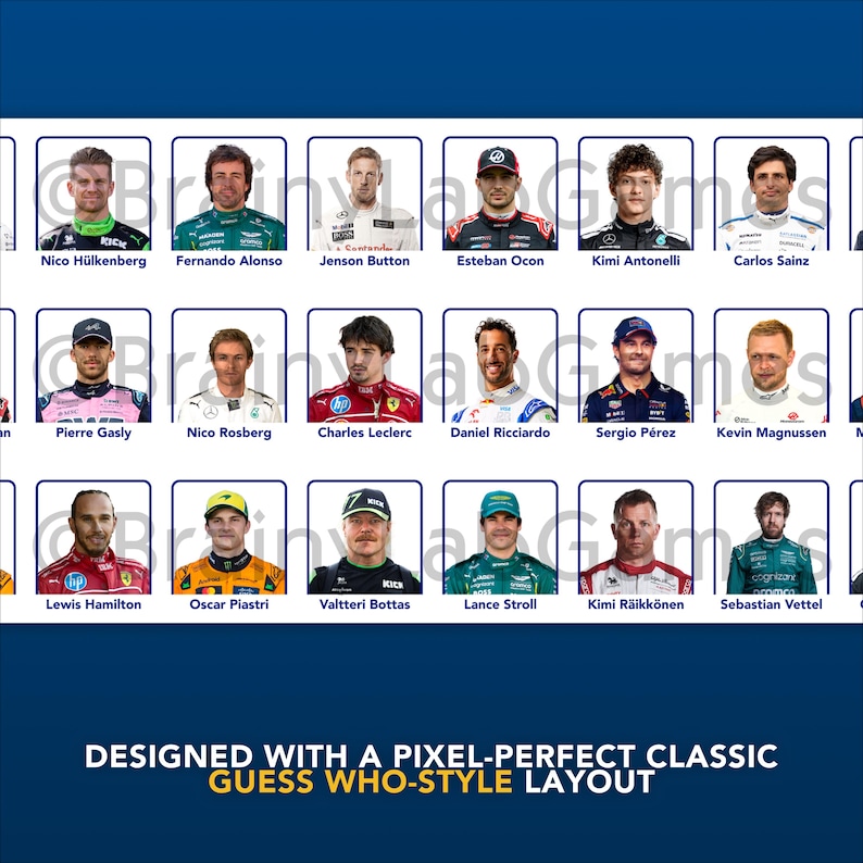 Formula 1 Driver Guess Who Game – Printable F1 Party Game (PDF) - Etsy ...