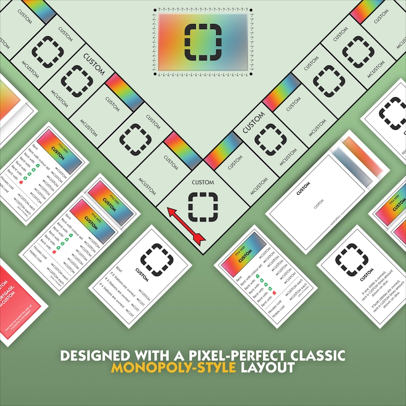 Fully Customizable Monopoly Printable Game | Personalized Board, Cards ...