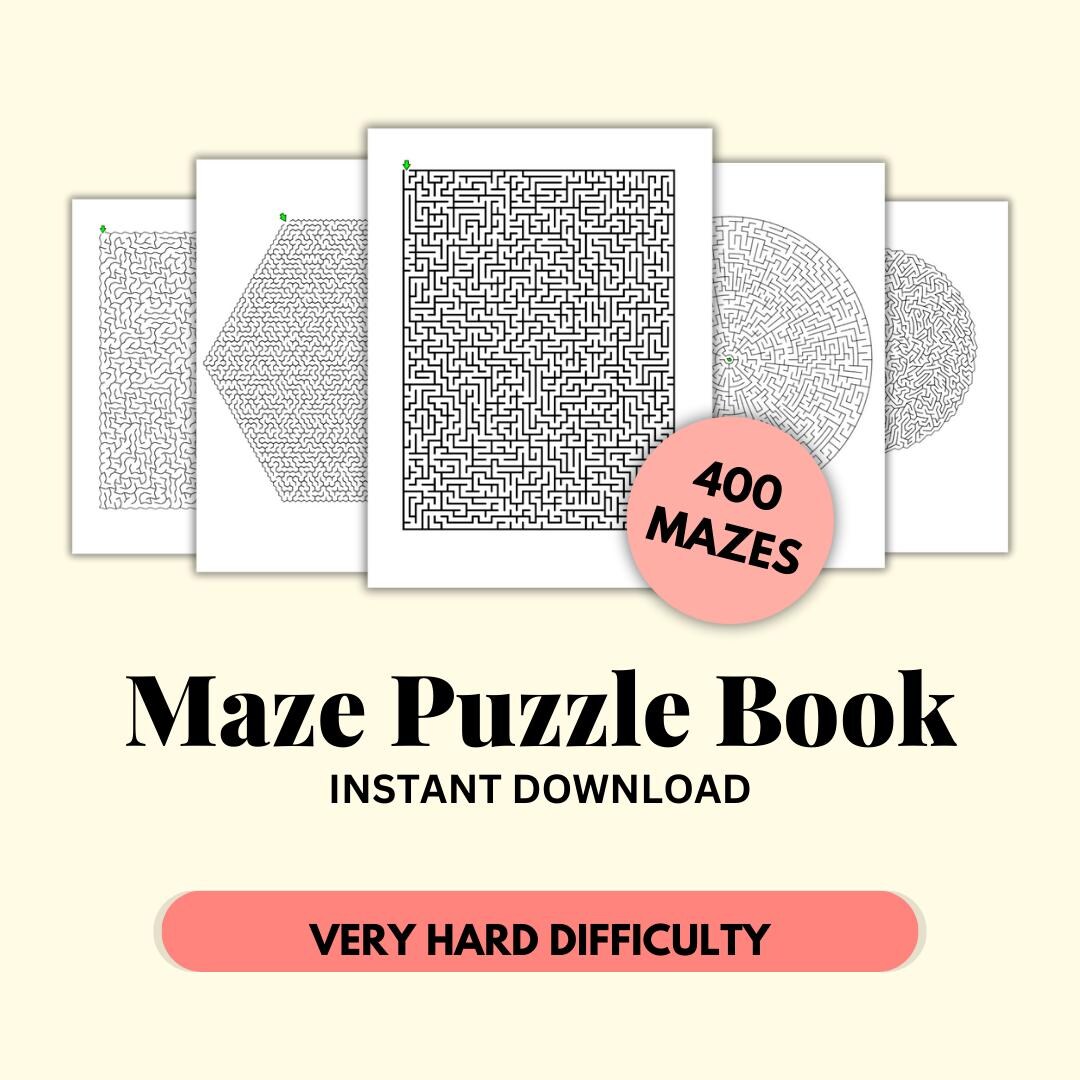 Very Hard Maze Puzzle Book – 400 Unique Mazes to Solve (400 Pages, PDF ...