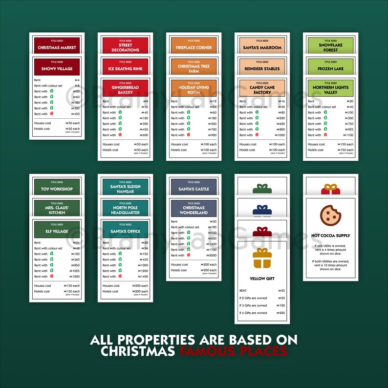 Printable Christmas-themed Monopoly Board Game – Holiday Edition ...