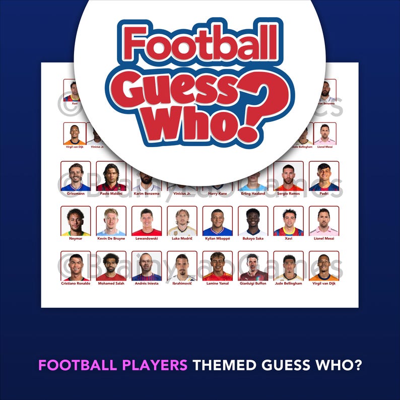 Football Player Guess Who Game – Printable Soccer Party Game (PDF) - Etsy