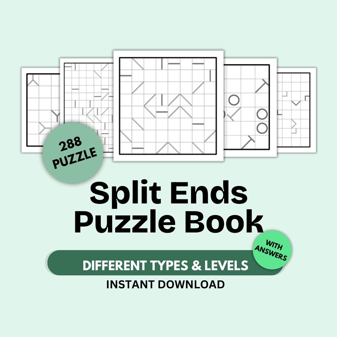 288 Split Ends Logic Puzzles – Printable PDF Puzzle Book | Unique Grid ...