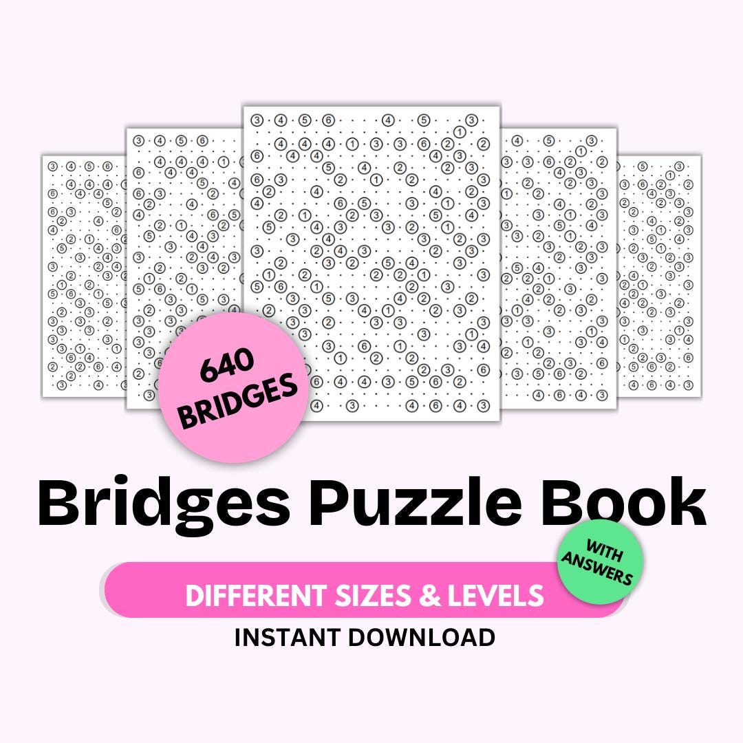 Bridges Puzzle Brain Teasers, Ultimate Puzzle Pack, 640 Hashi Puzzles ...