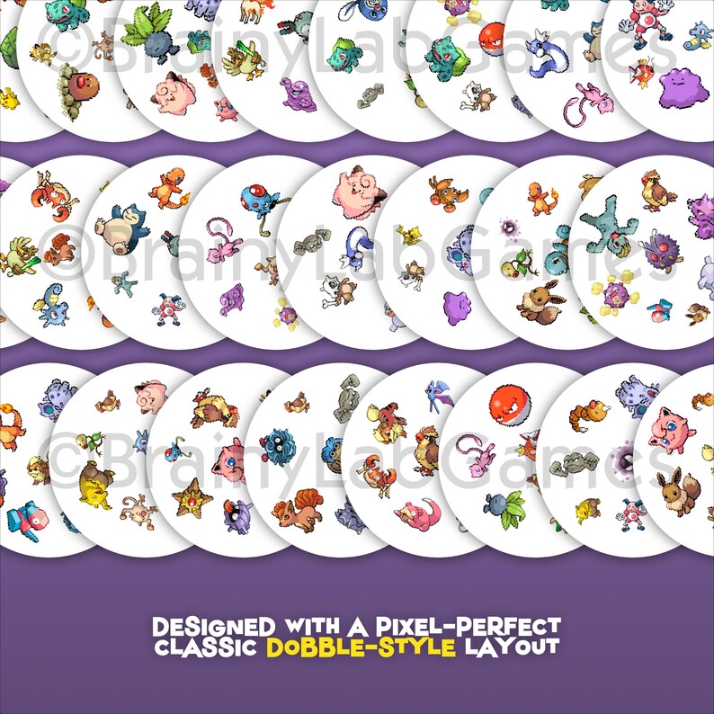 Pokemon-style Dobble / Spot It • Printable Matching Card Game • Pokemon ...