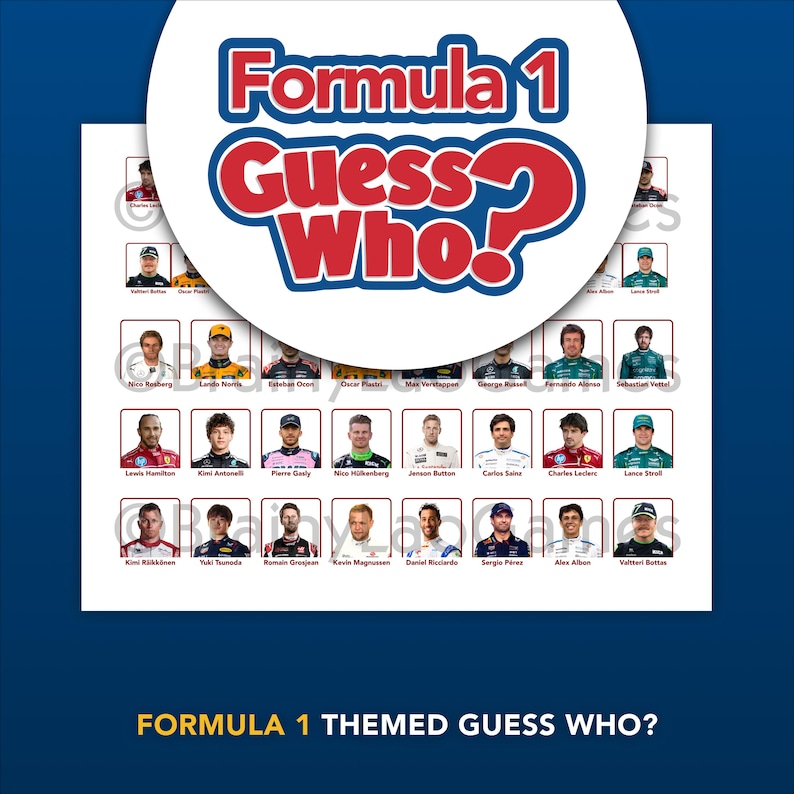 Formula 1 Driver Guess Who Game – Printable F1 Party Game (PDF) - Etsy ...