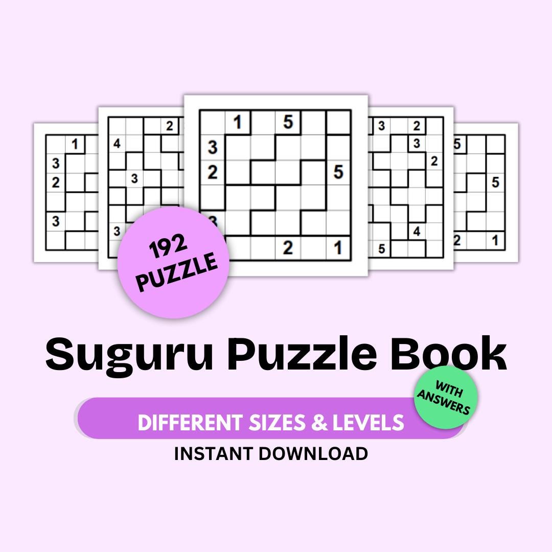 192 Suguru Logic Puzzles – Printable PDF Puzzle Book | Unique Grid ...