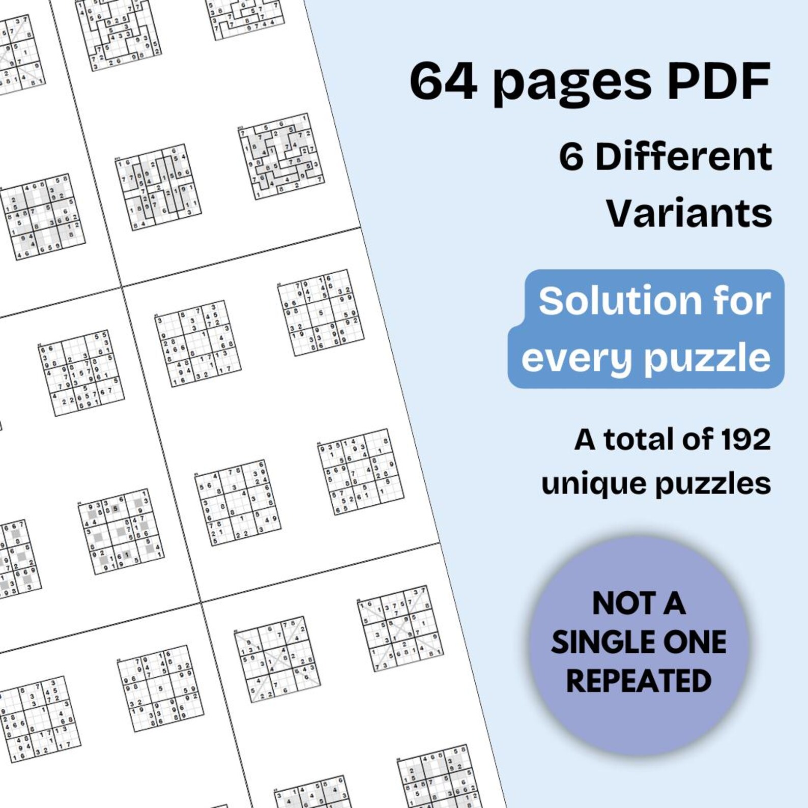 192 Circle 9 Logic Puzzles, Sudoku Variant Game – Printable Puzzle Book ...