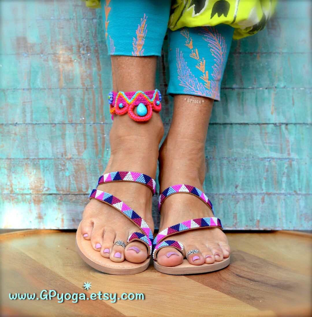 Spicy PINK Anklet. Folklore Crochet Foot Jewelry. BEACH Fashion ...