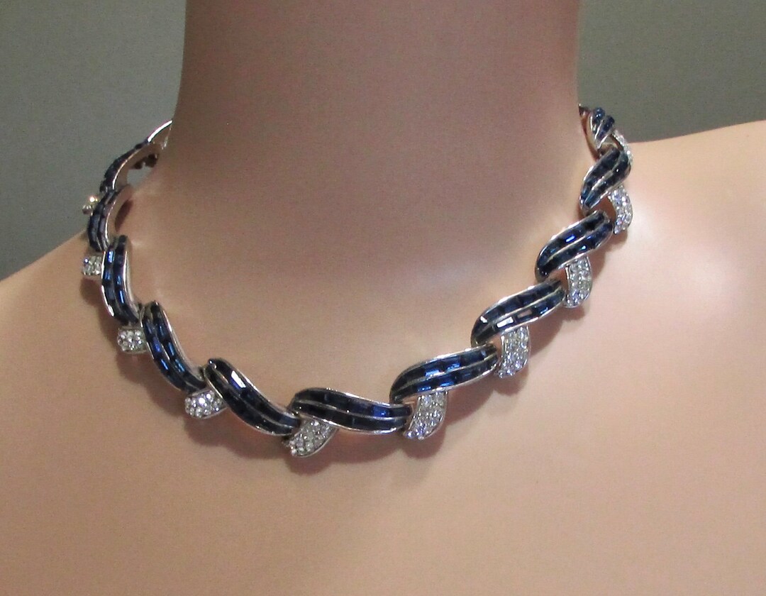 Full Parure Signed Boucher, Bracelet # 6896, Necklace # 6966, Clip on ...