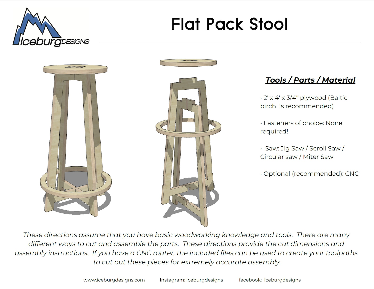 Flat Pack Stool Plans and CAD Files - Etsy