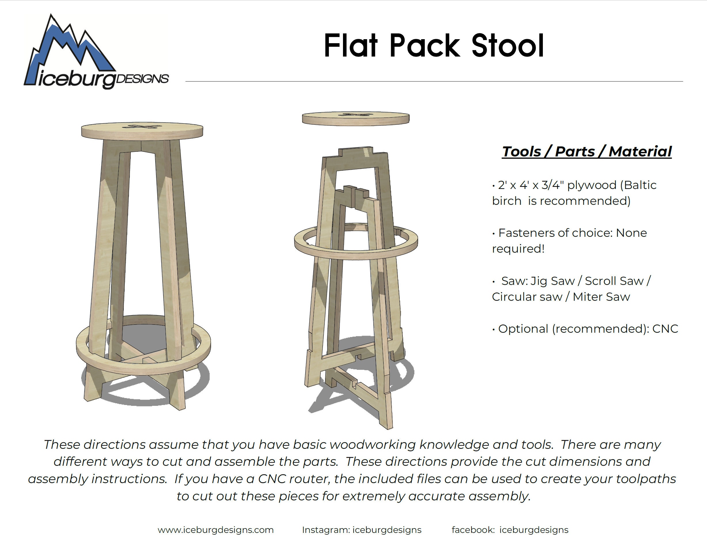 Flat Pack Stool Plans and CAD Files - Etsy Australia