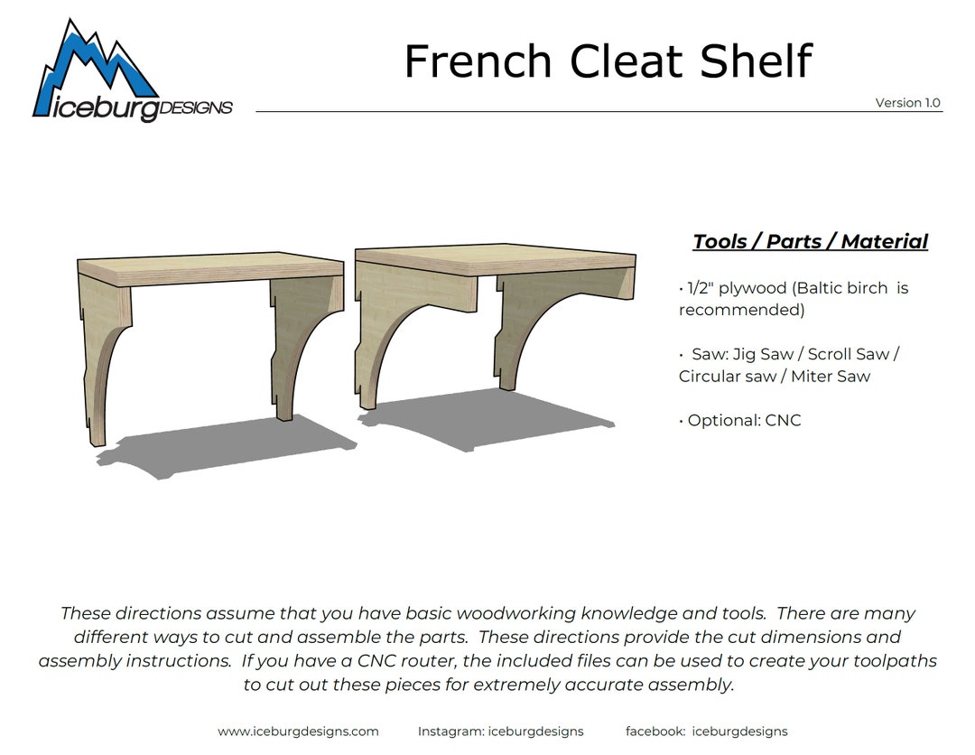 French Cleat Shelf Instructions and CAD Files - Etsy