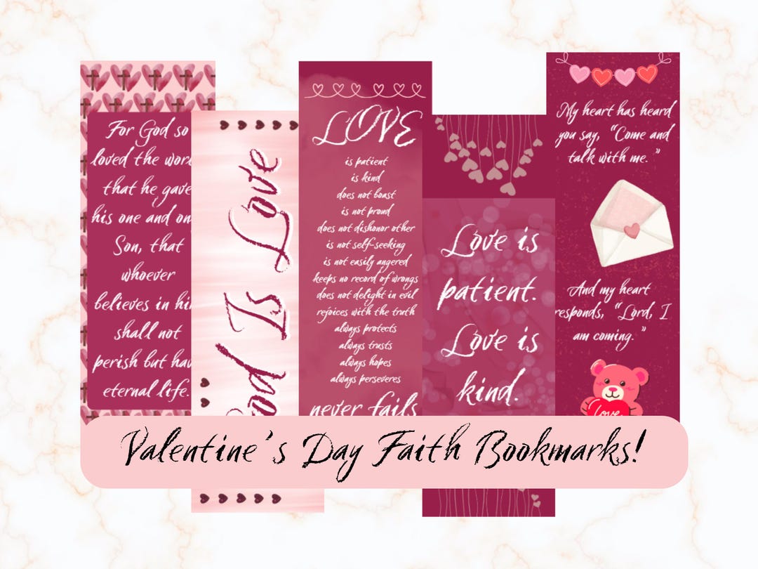 Christian Valentine’s Day Printable Bookmarks | Faith-based Scripture ...