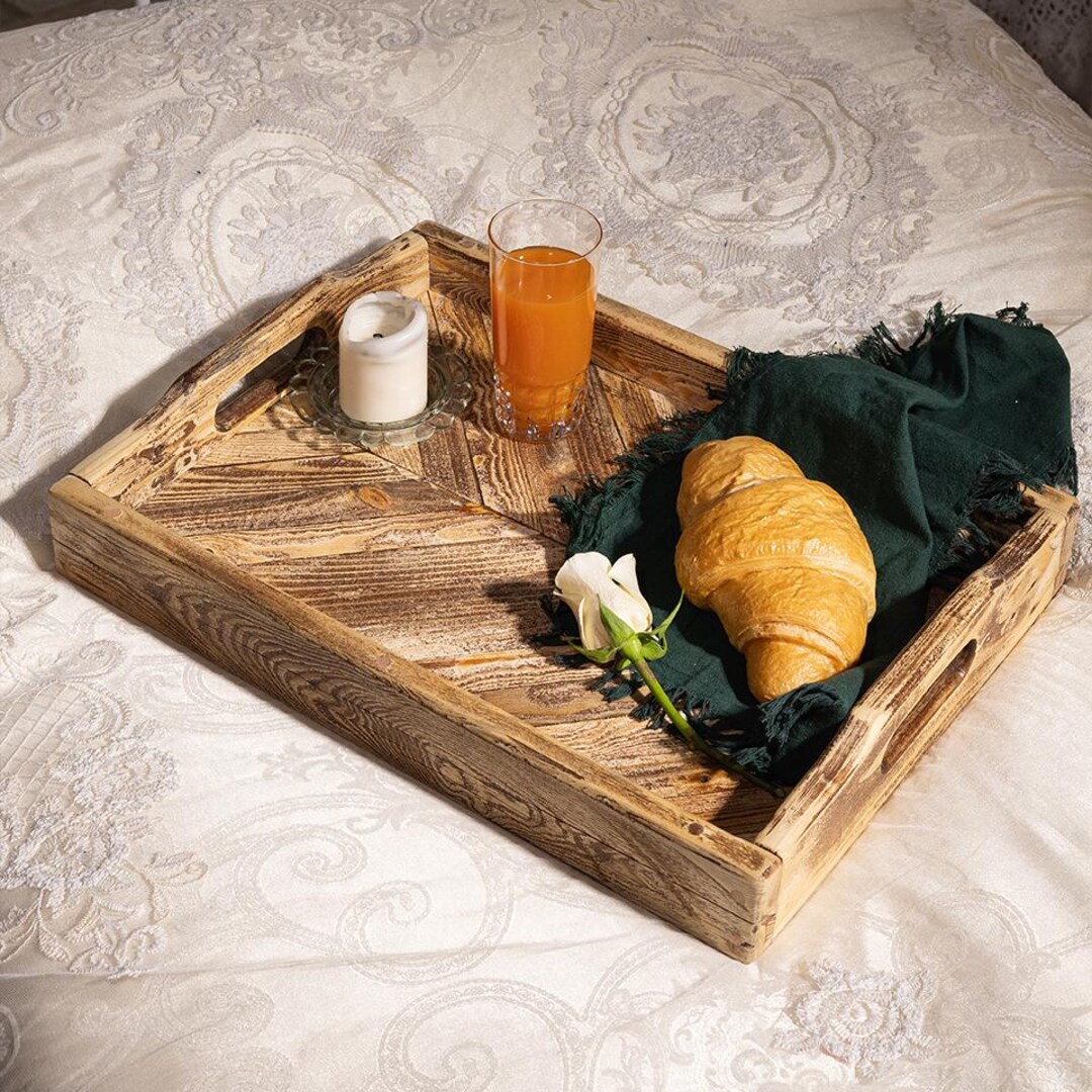 Rustic Reclaimed Wood Tray – Handmade Wooden Serving Tray, Eco-friendly ...