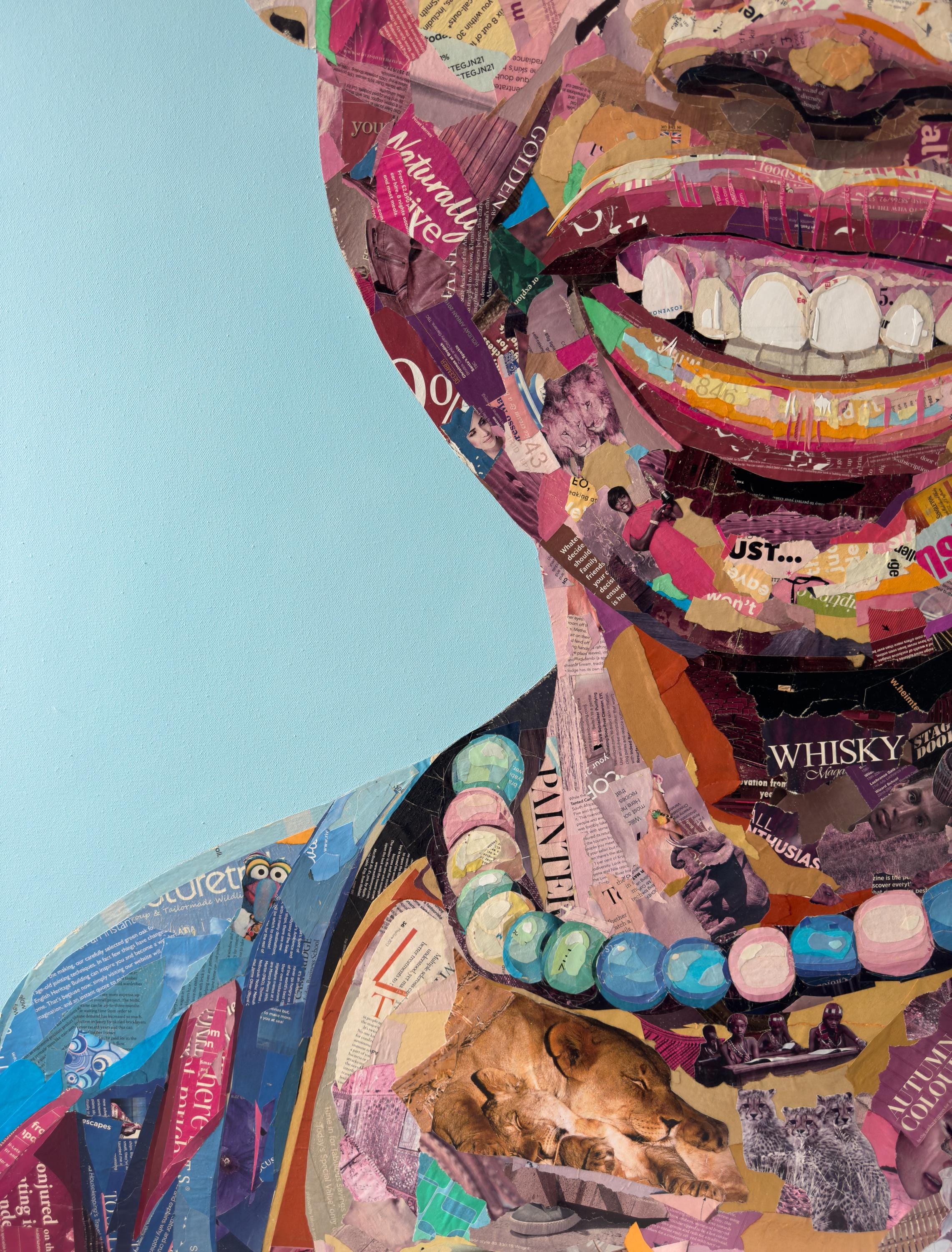 Handmade Paper Collage Art: Contemporary Pop Art Portrait - Etsy