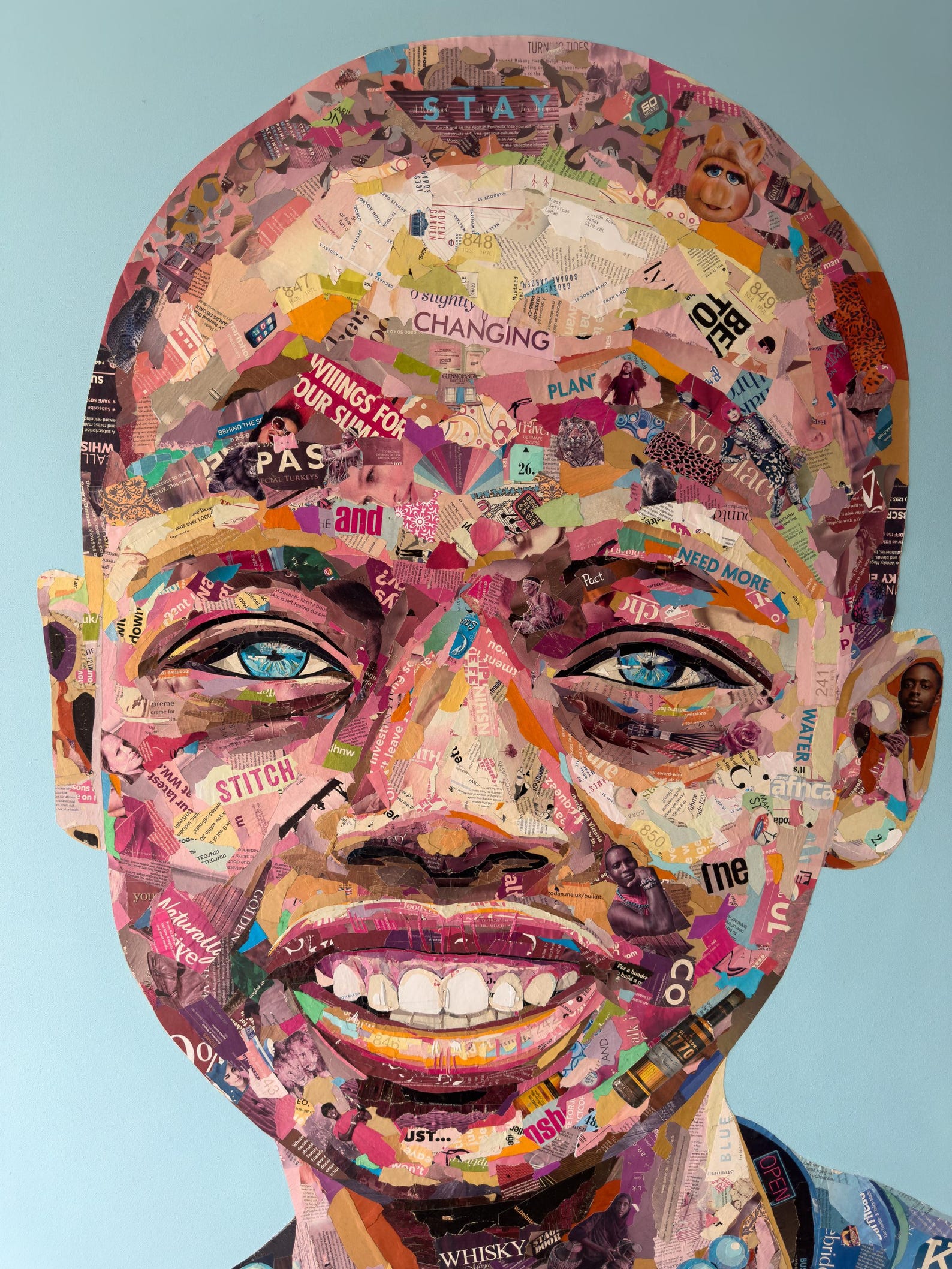 Handmade Paper Collage Art: Contemporary Pop Art Portrait - Etsy