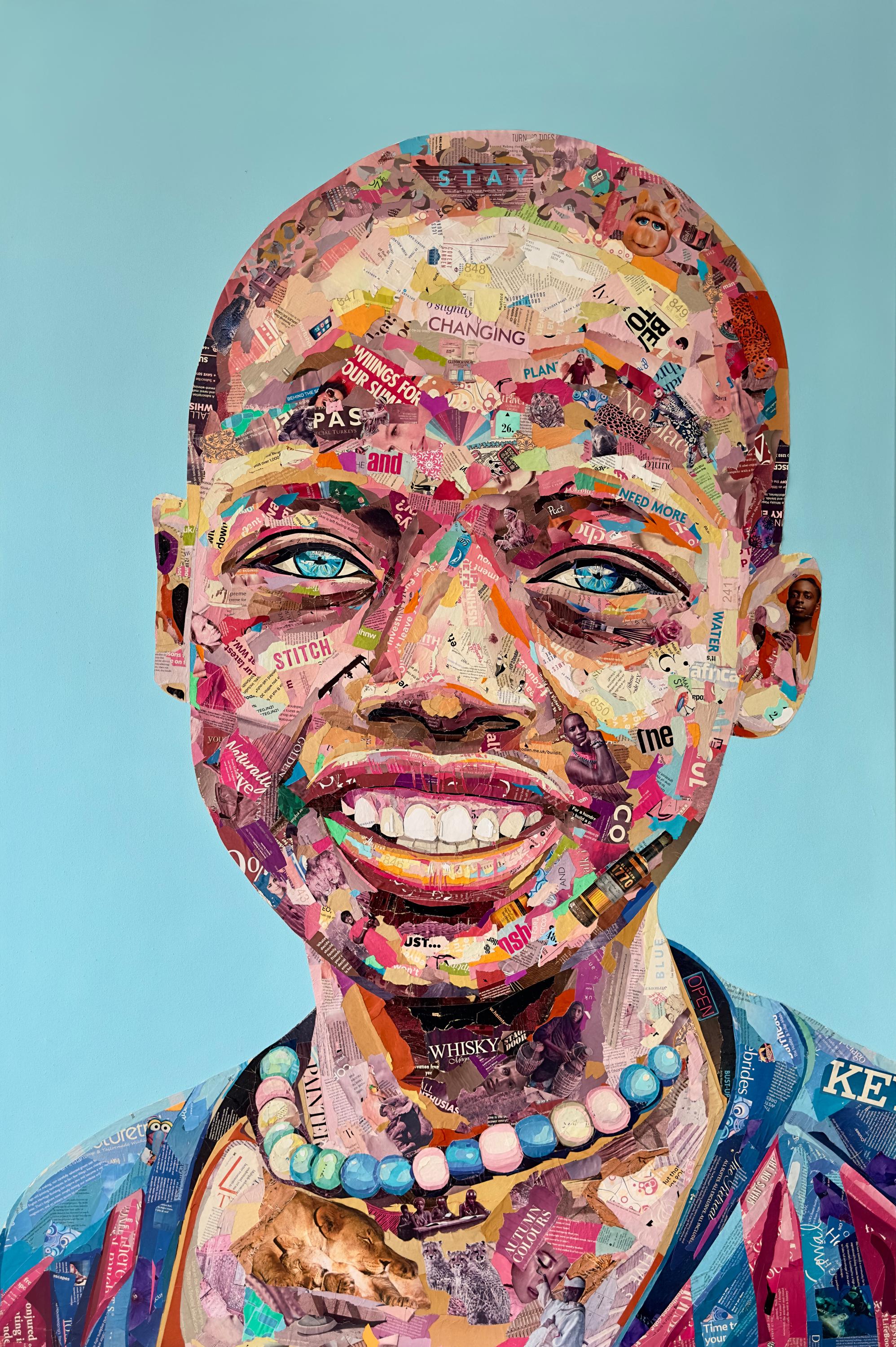 Handmade Paper Collage Art: Contemporary Pop Art Portrait - Etsy