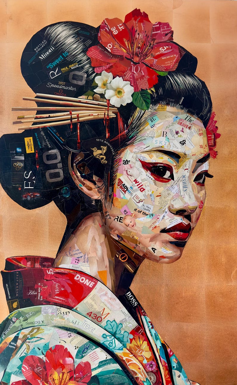 THE Geisha's WHISPER, Handmade Collage Artwork, Contemporary Collage ...