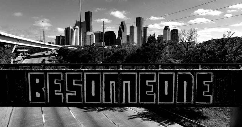 Be Someone Houston Skyline Print – Urban Street Art Wall Decor ...