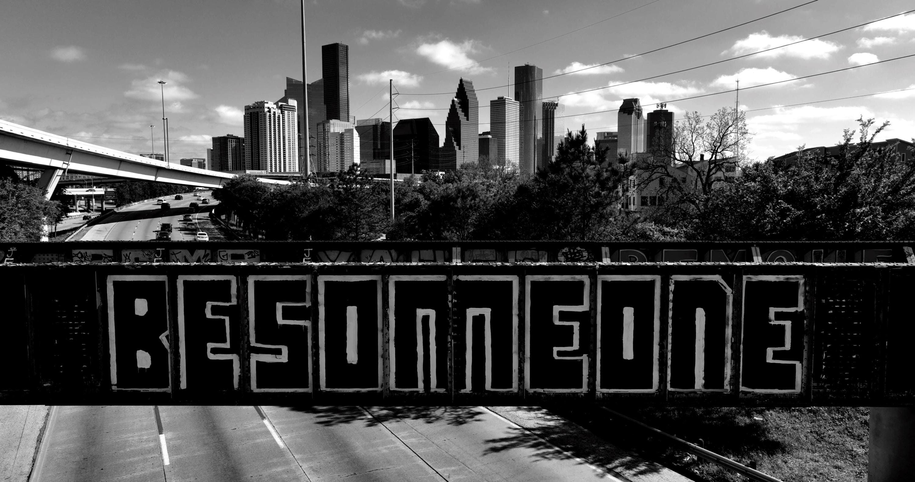Be Someone Houston Skyline Print – Urban Street Art Wall Decor ...