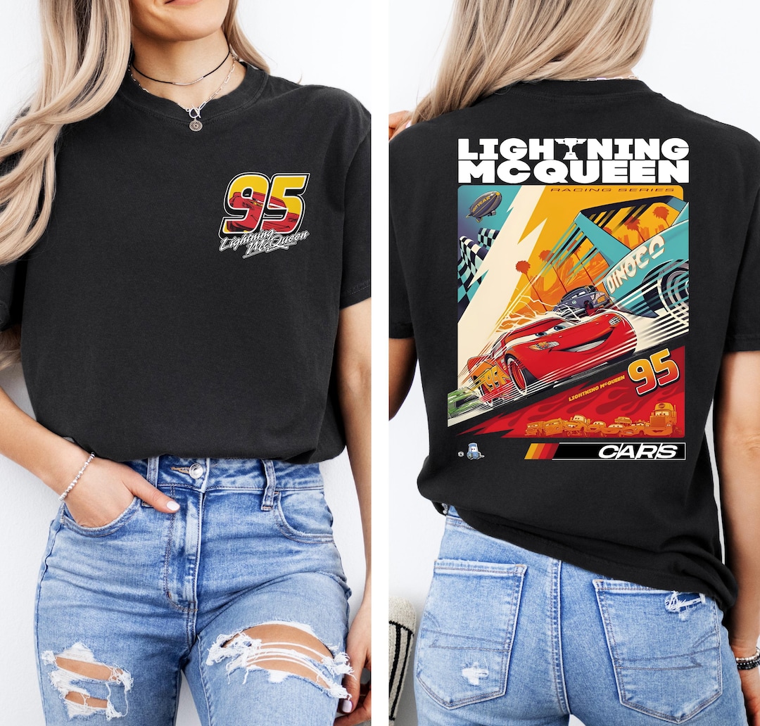 Lightning Mcqueen Two Sided Shirt, 95 Lightning Mcqueen Tee, Disney Cars Shirt, Radiator Springs ...