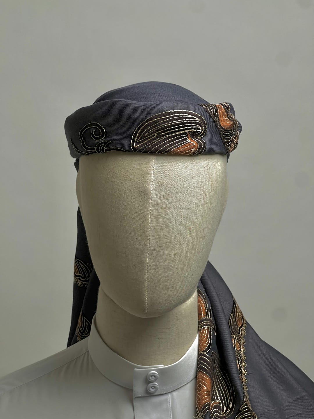 Yemeni Shemagh Blue Grey – Arabian Turban Imama | Islamic Keffiyeh for ...