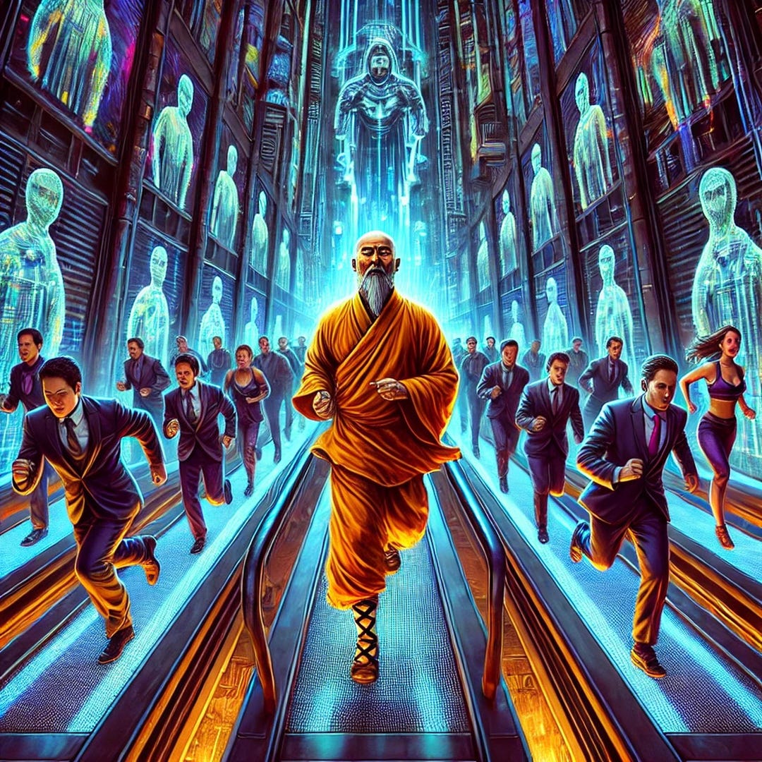 Cyberpunk Digital Art – Dystopian Monk Wall Print – AI Futuristic ...