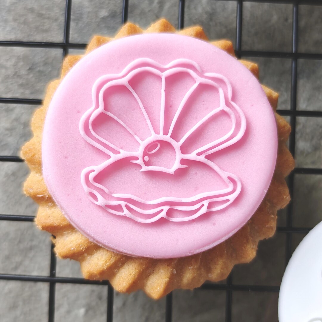Pearl Shell Cookie Stamp | Clam Fondant Embosser, Mermaid Party - Etsy