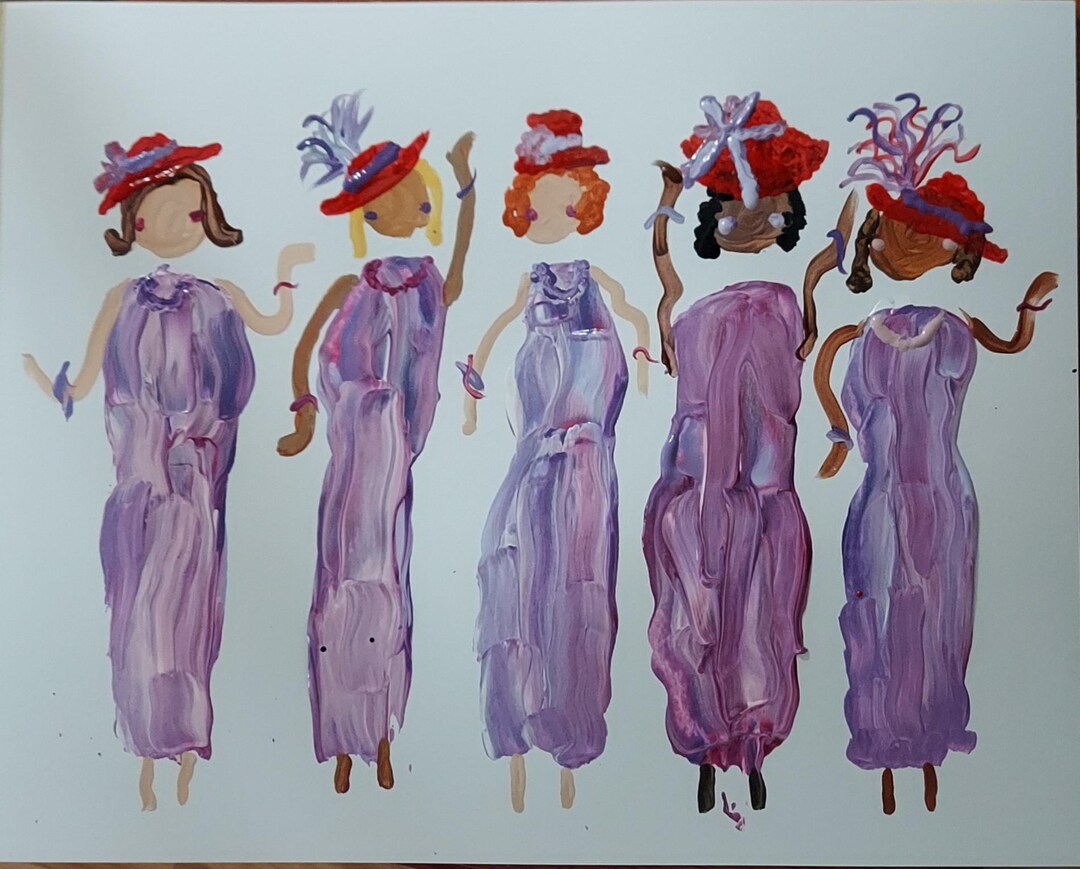 Red Hats (11x14) Inch Painting on Stretched Canvas - Etsy