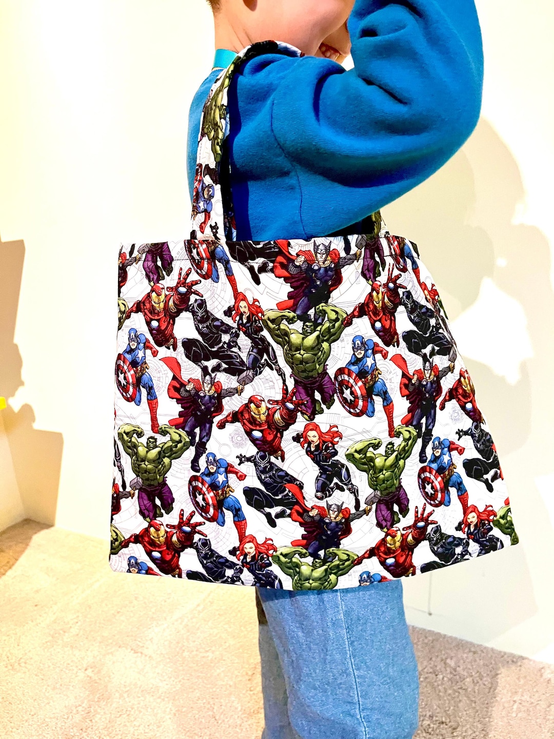 Handmade Superhero Tote Bag and Drawstring Bag Set - Etsy